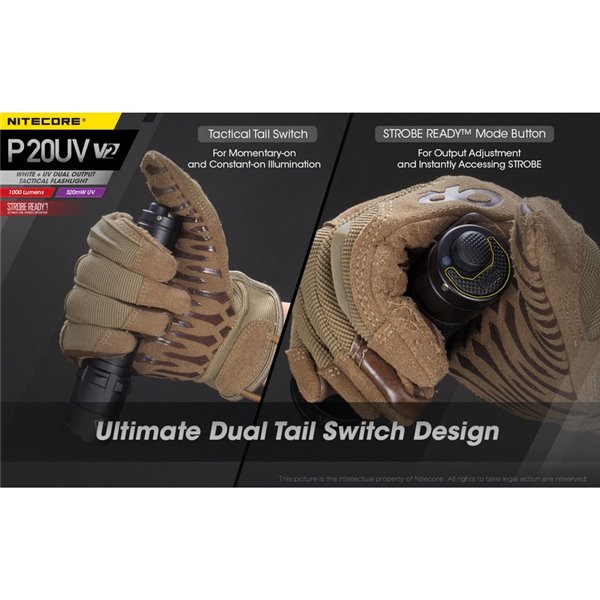 Linterna P20UV V2 1000lm UV 164m IP68 | LeonLeds