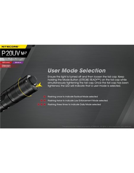 Linterna P20UV V2 1000lm UV 164m IP68 | LeonLeds