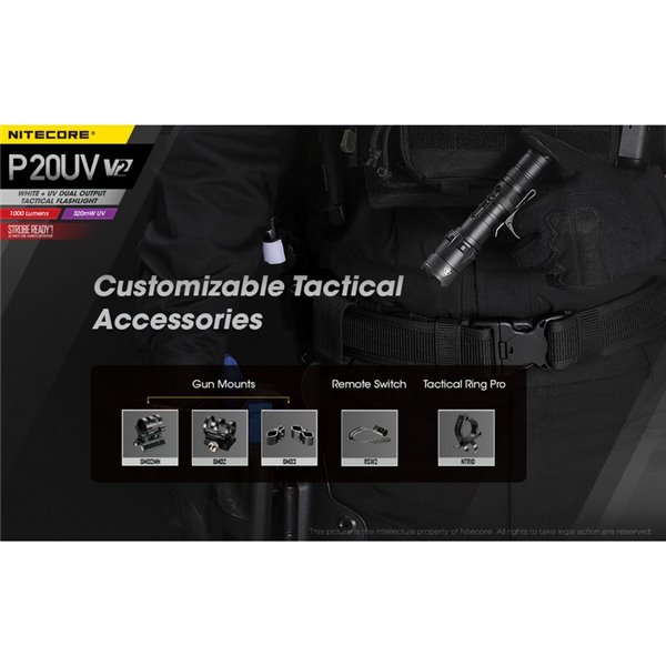 Linterna P20UV V2 1000lm UV 164m IP68 | LeonLeds