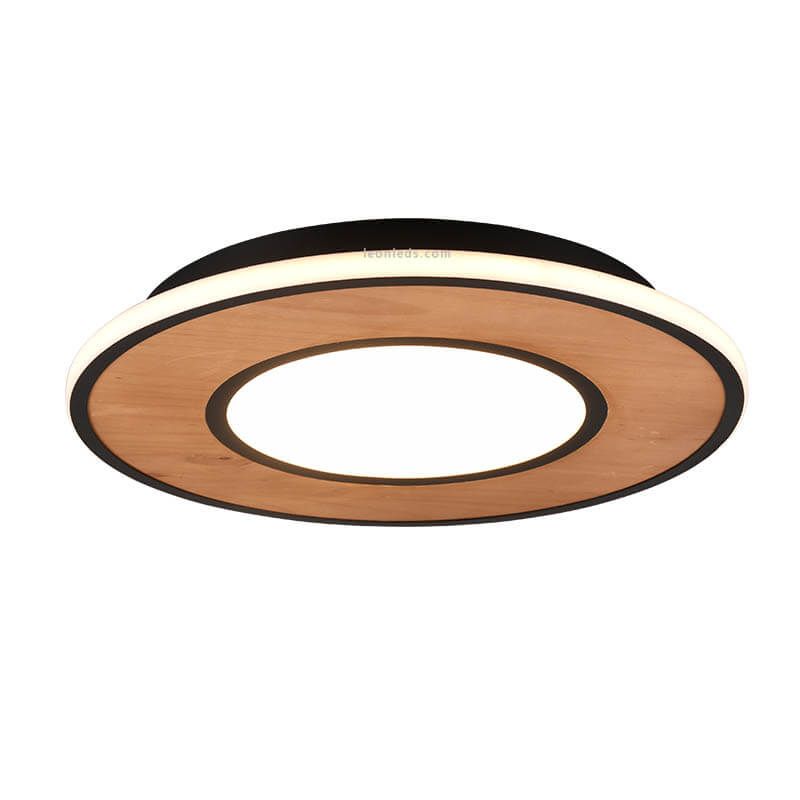 Luminária de teto LED Madeira e preto Deacon Deacon | LeonLeds.com