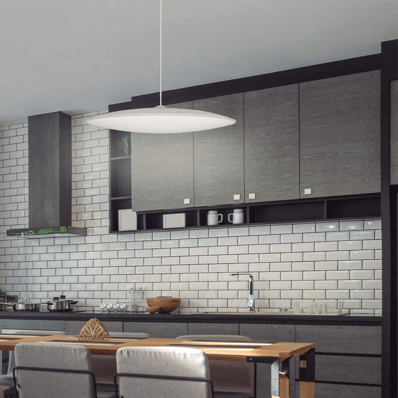 Lampe à Suspension LED Ronde Slim 16W ou 50W Blanche Mantra | leonleds