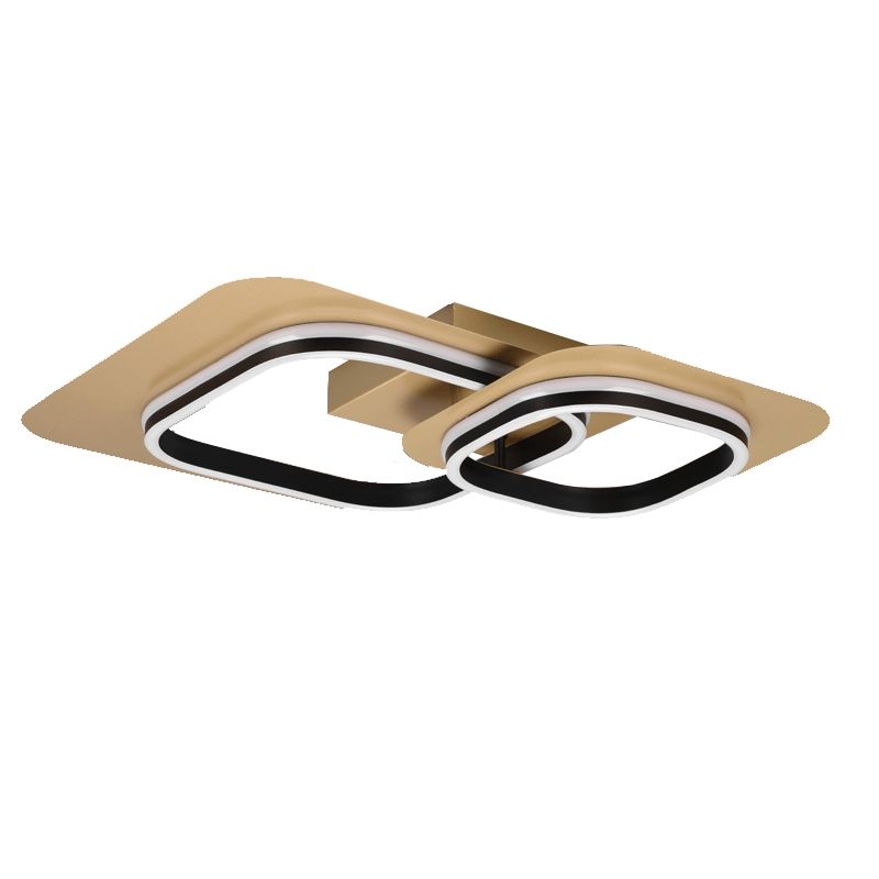 Plafon LED dourado e preto Lugo com 2 focos Trio Lighting | LeonLeds.com