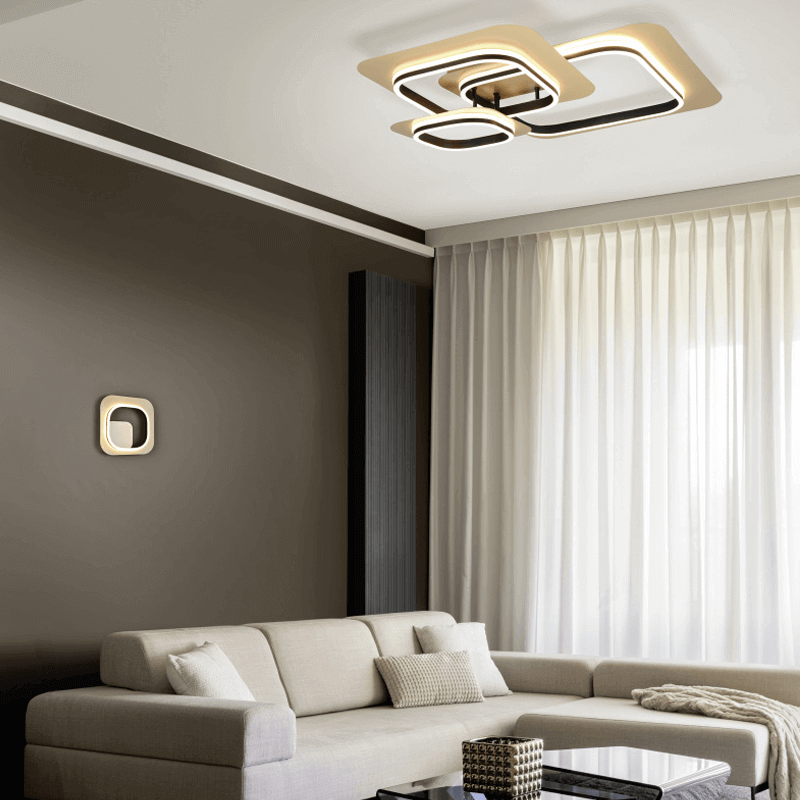 Plafon LED dourado e preto Lugo 50W com 3 luzes Trio Lighting ...