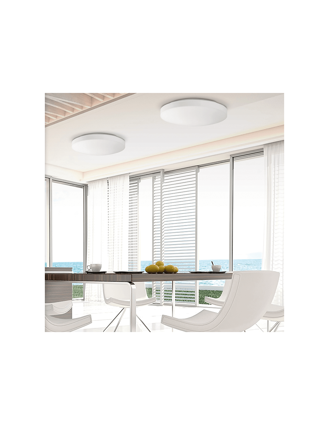 Plafon LED Moon vidro branco 50cm IP44 ao melhor preço em Leonleds