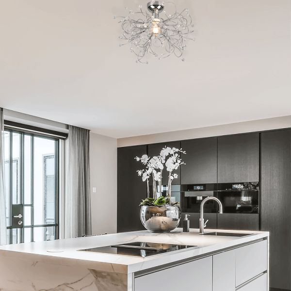 Plafón de techo con cristales estilo moderno Gloria 40W | LeonLeds