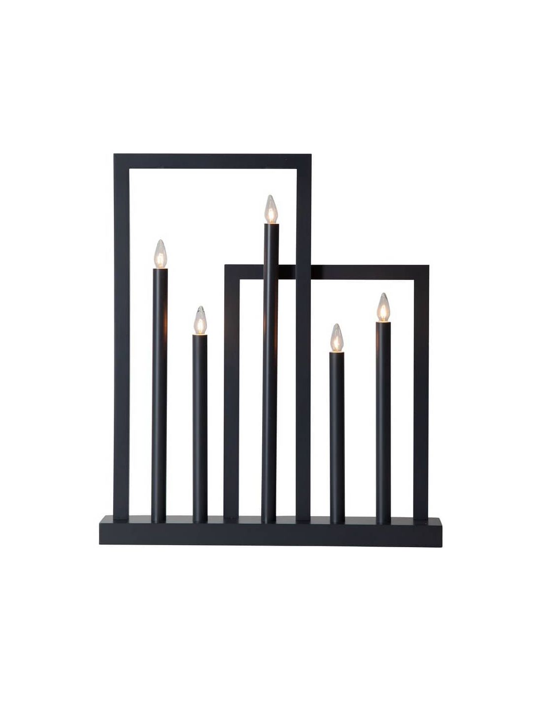 FRAME candelabros de mesa com velas LED pretas | LeonLeds