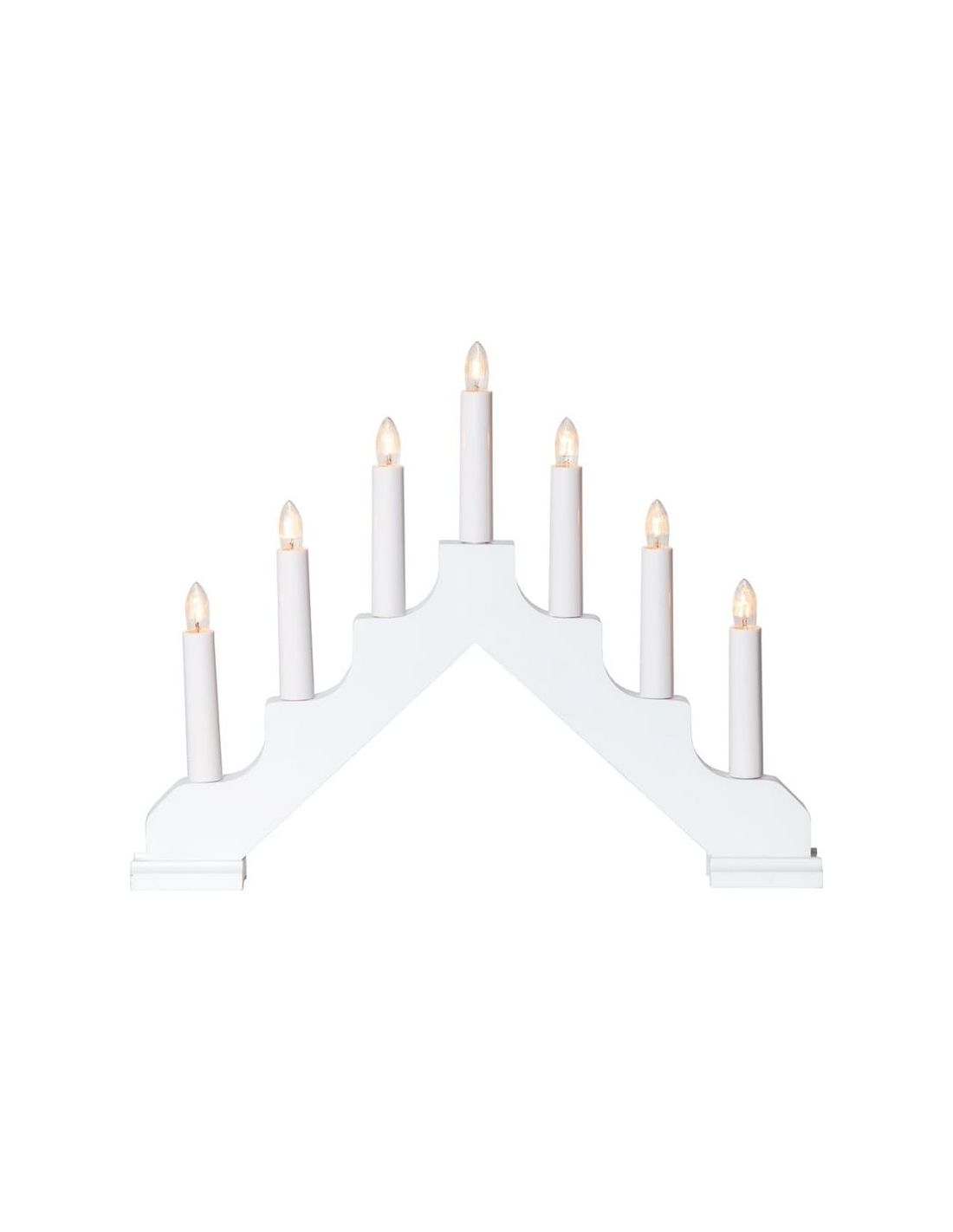 Candelabro Judío Navideño ADA madera natural, blanca o roja con 7 velas LED