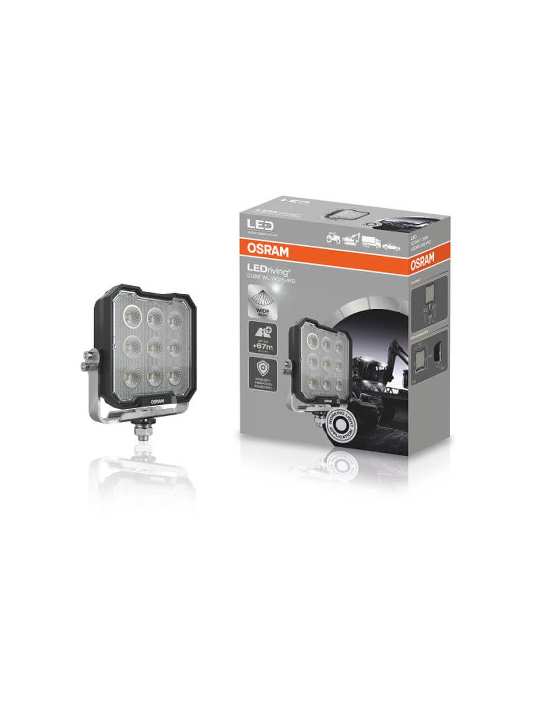 Luz de trabalho LED quadrada poderosa Osram VX125-WD | Leonleds. com